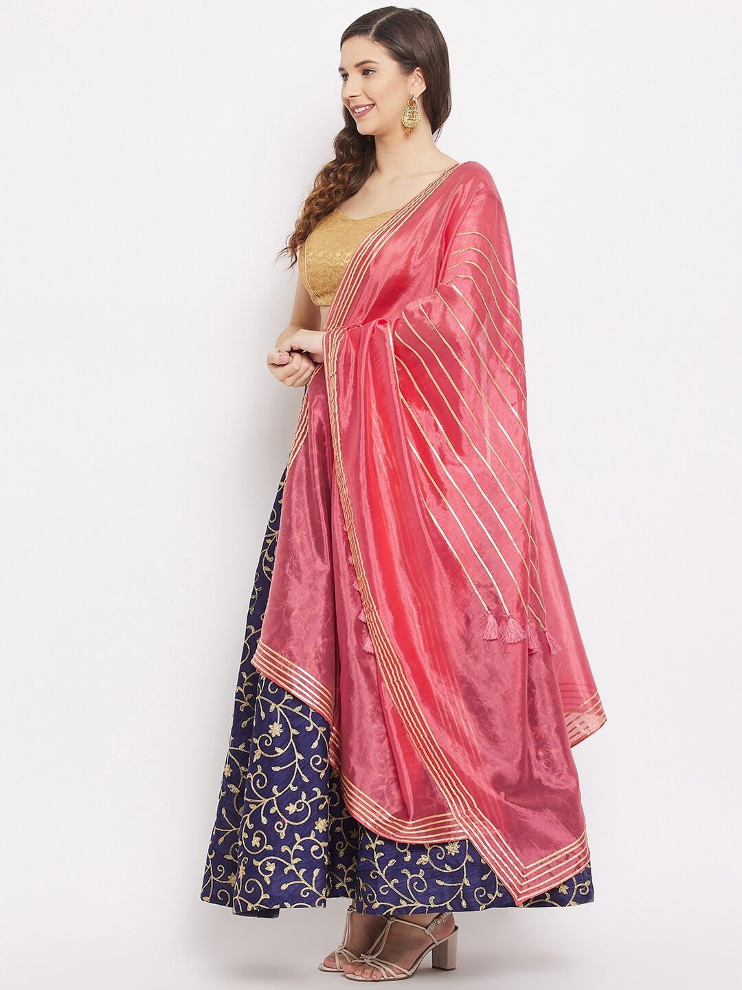 eloria Woman's Indian Ethnic Chunni, Silk blend Embroidered Pink ...