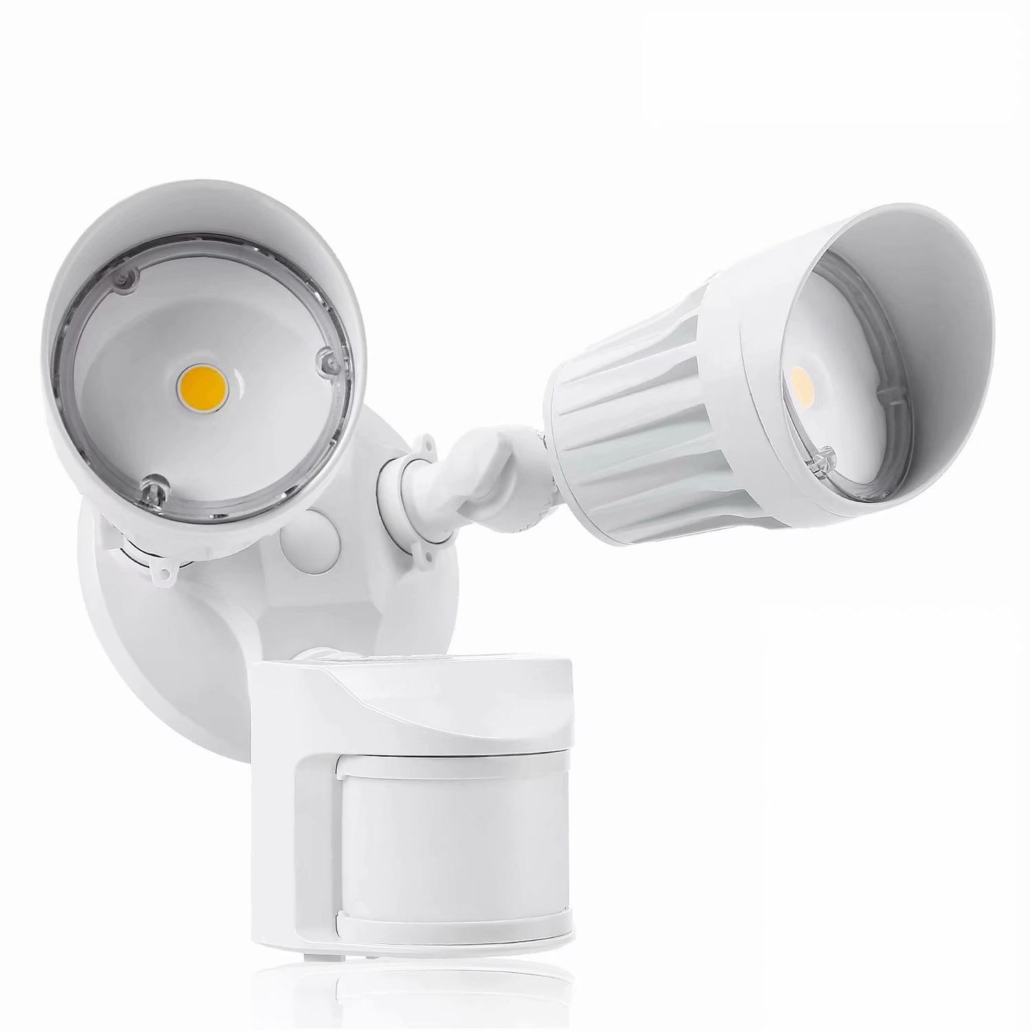 20W White Dual-Head Motion-Activated LED Security Light, 3000K Warm ...