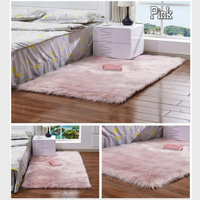 Faux Fur Fluffy Wool Sheepskin Rug Mat Hairy Rectangle Carpet Shaggy ...