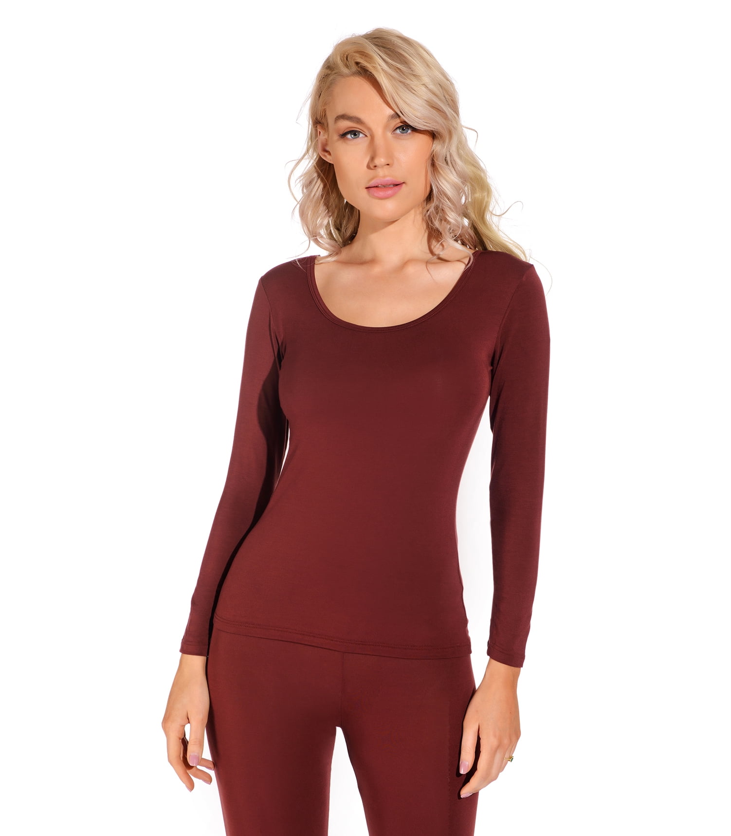 LiangRou Women's Scoop Neck Long Sleeve Ultrathin Modal Thermal ...