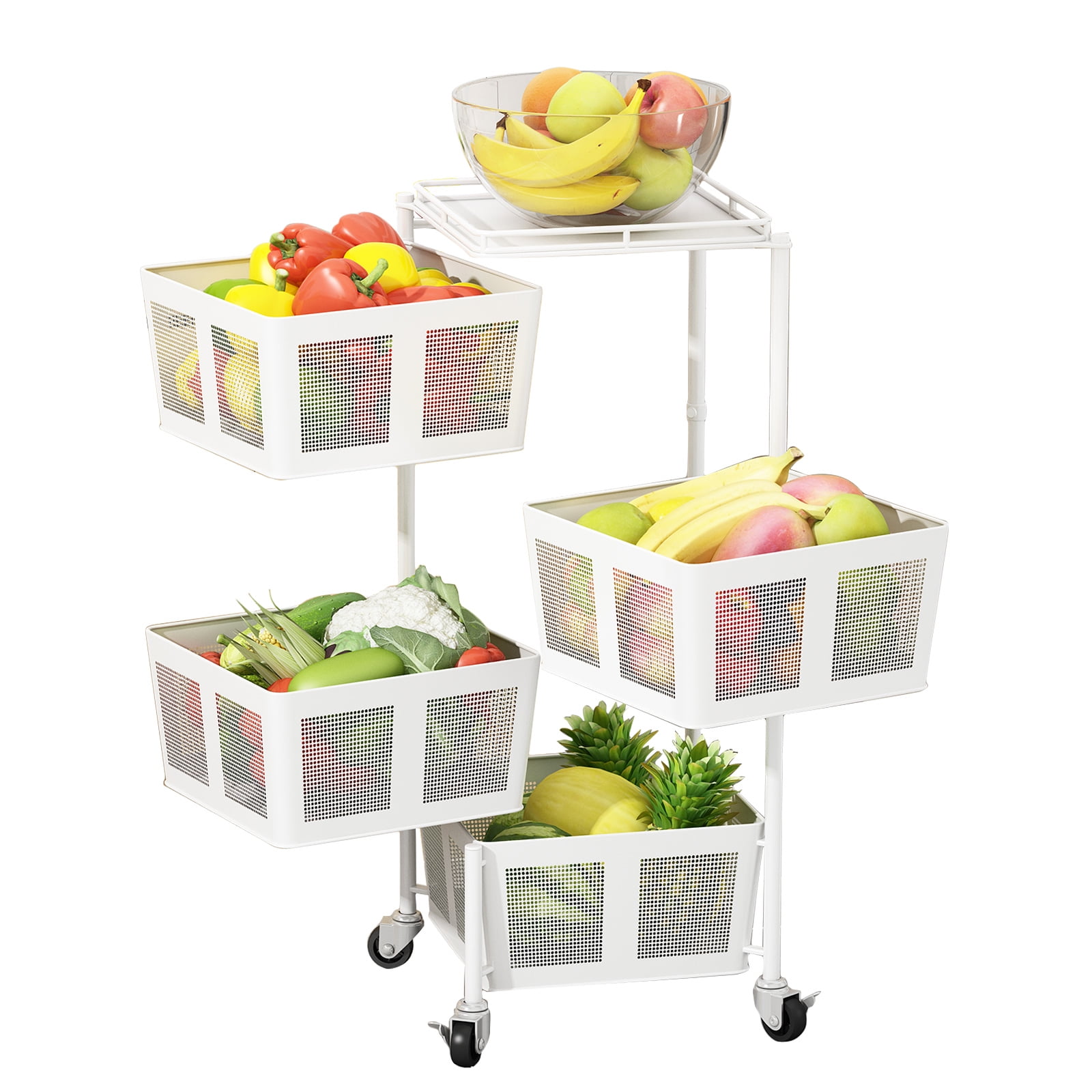 CreativeArrowy 4-Layer Movable Square Rotating Basket Rack with Strong ...