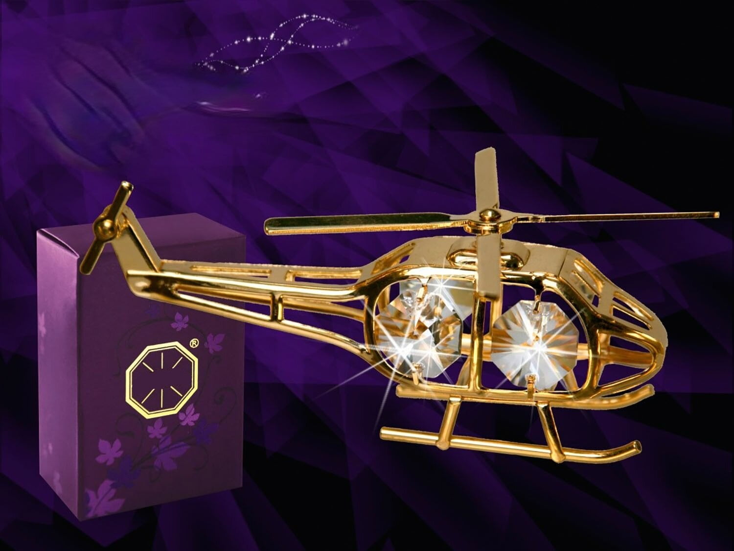 Sparkling Golden Swarovski Crystal Decorative Adorned Helicopter ...