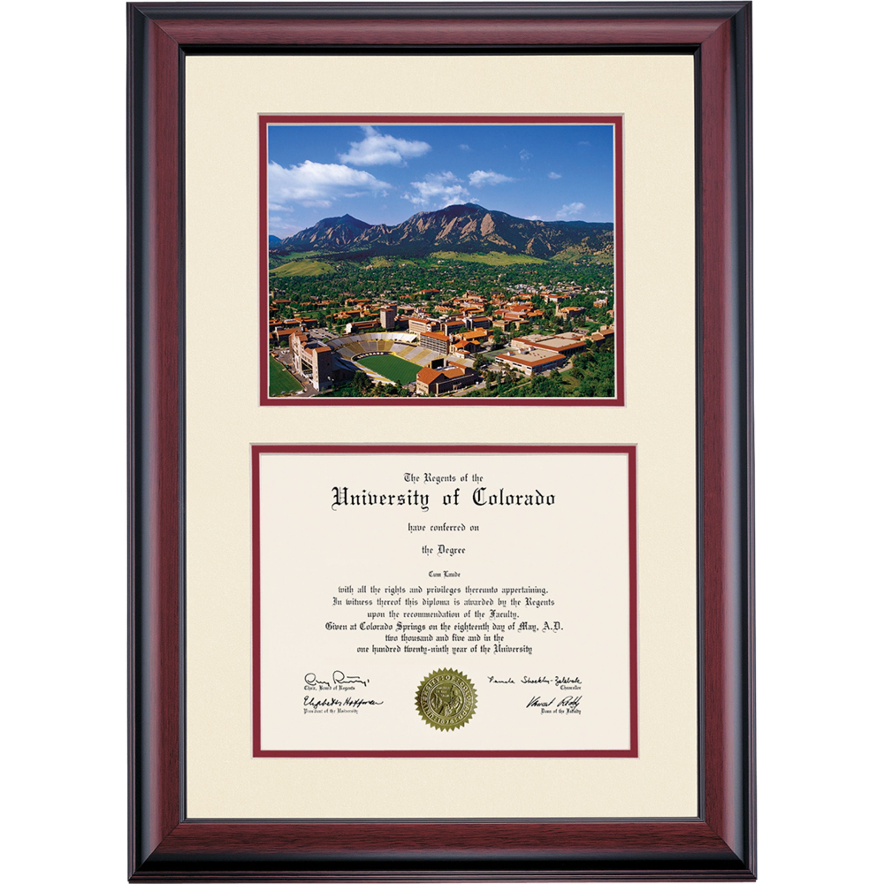 OCM Diploma Frame for University of Colorado CU Boulder, Ivory/Maroon ...