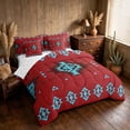Manfei Boho Aztec King Bedding, Red Turquoise Tribal Geometric King Bed ...