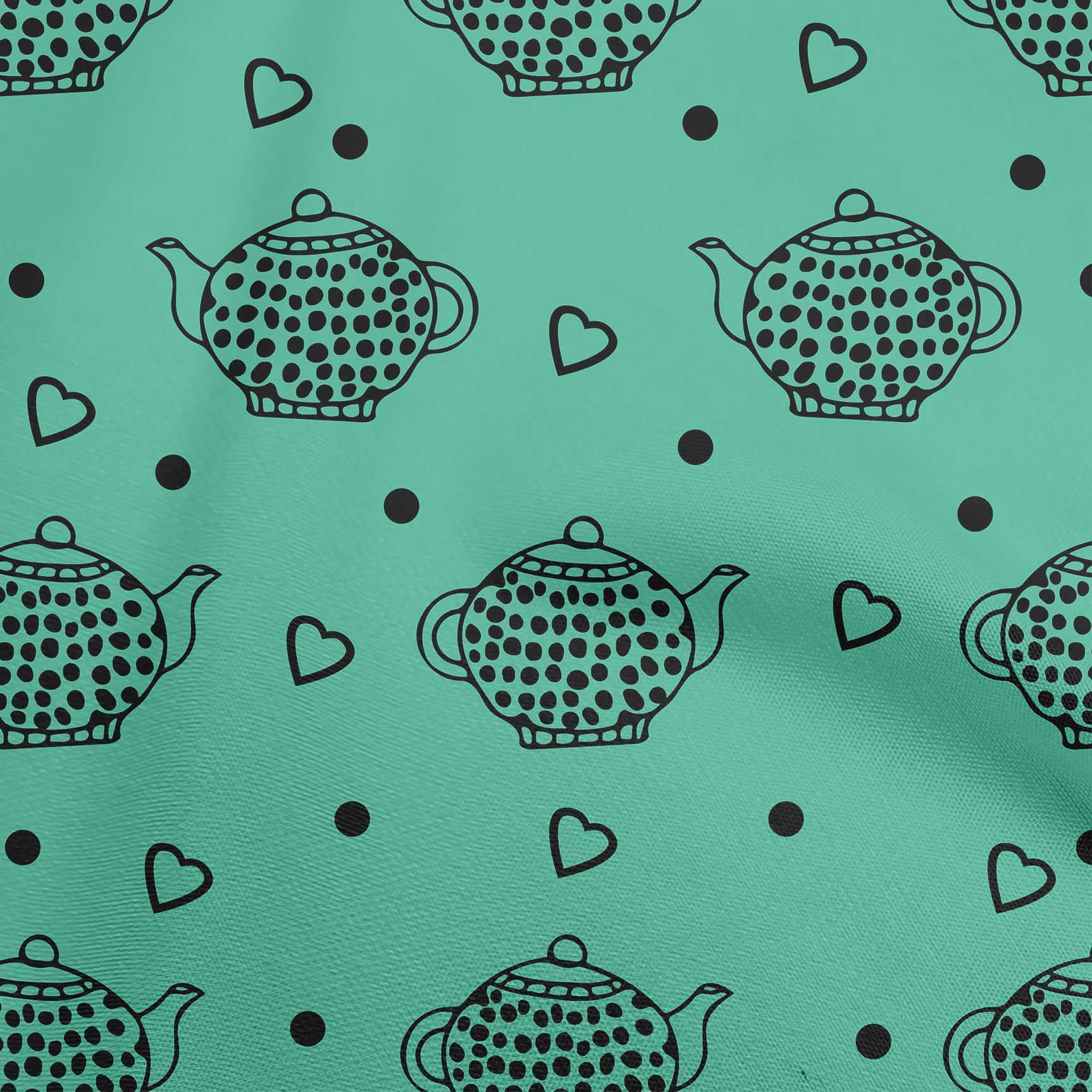 oneOone Cotton Poplin Sea Green Fabric Tea Kettle Fabric For Sewing ...