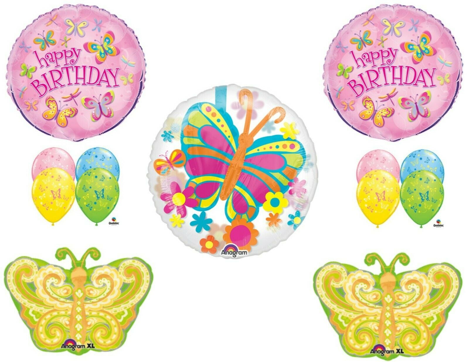 Butterflies & Dragonflies Happy Birthday Party Balloons Decoration ...