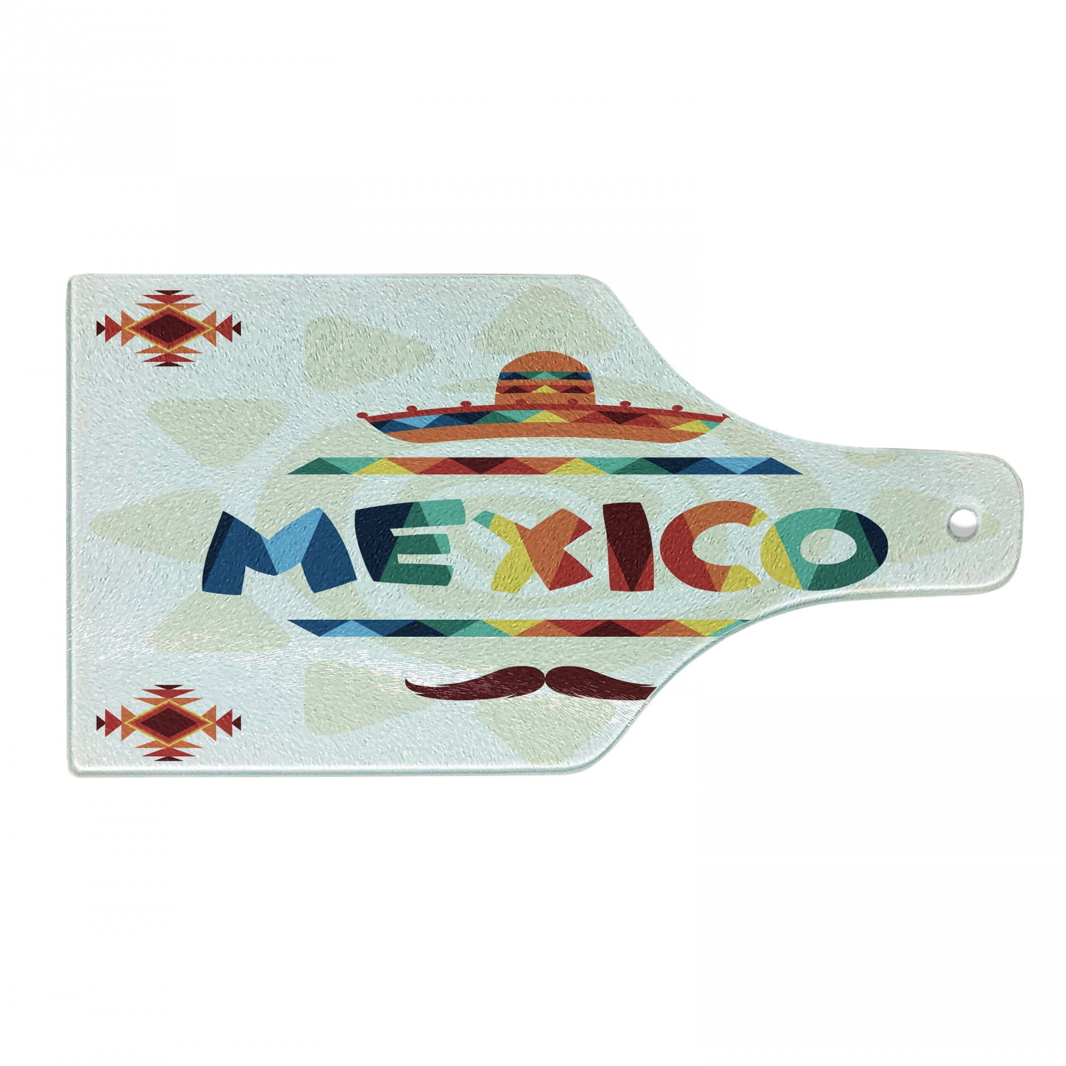 Mexican Cutting Board, Mexico Traditional Aztec Motifs and Sombrero ...