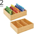 Bamboo Pantry Organizer Bin Box, 3 Sections - Wooden Stackable Basket ...
