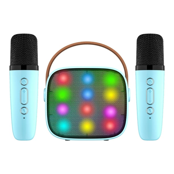 BONAOK Mini Karaoke Machine with 2 Wireless Microphones for Kids Adults ...