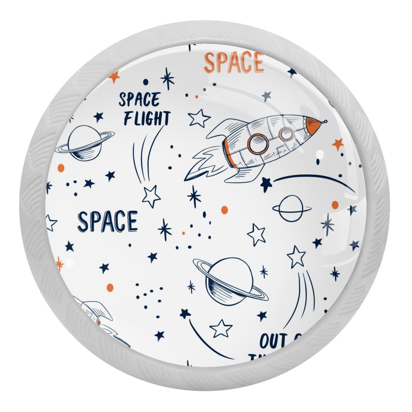 4PCS Round Rockets Outer Space Cabinet Fluorescence Knob Glowing in the ...