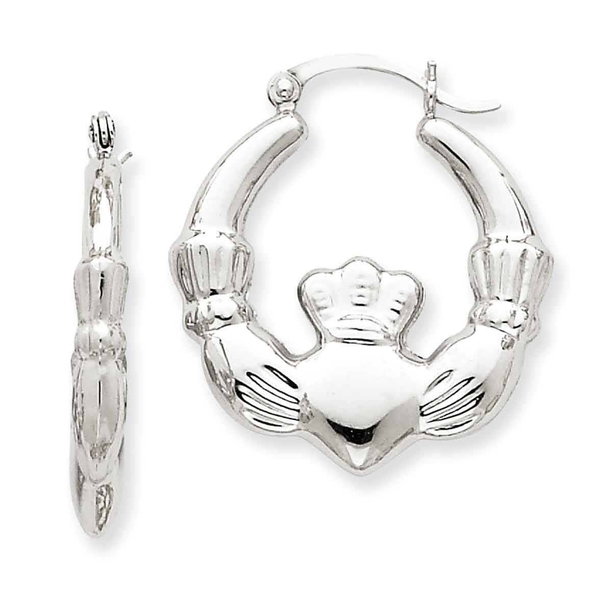 Primal Gold 14 Karat White Gold Claddagh Hoop Earrings - Walmart.com