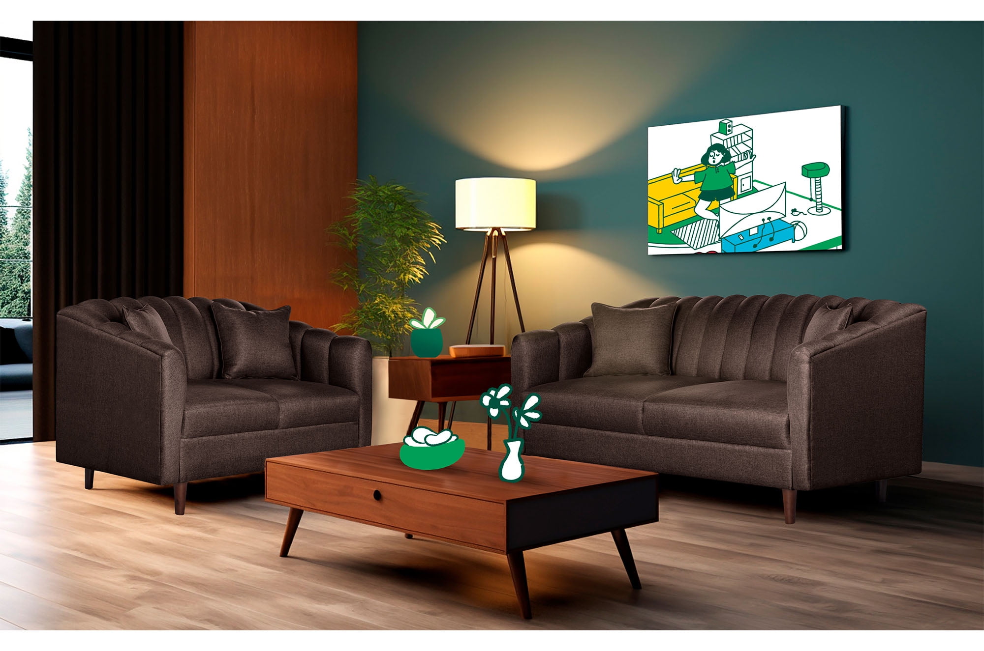 Sala 3-2 De Lino Chocolate Modelo Jax | Bodega Aurrera en línea