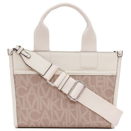 Calvin Klein Elements Top Zip Satchel, Neutral Tonal Jacquard Logo ...
