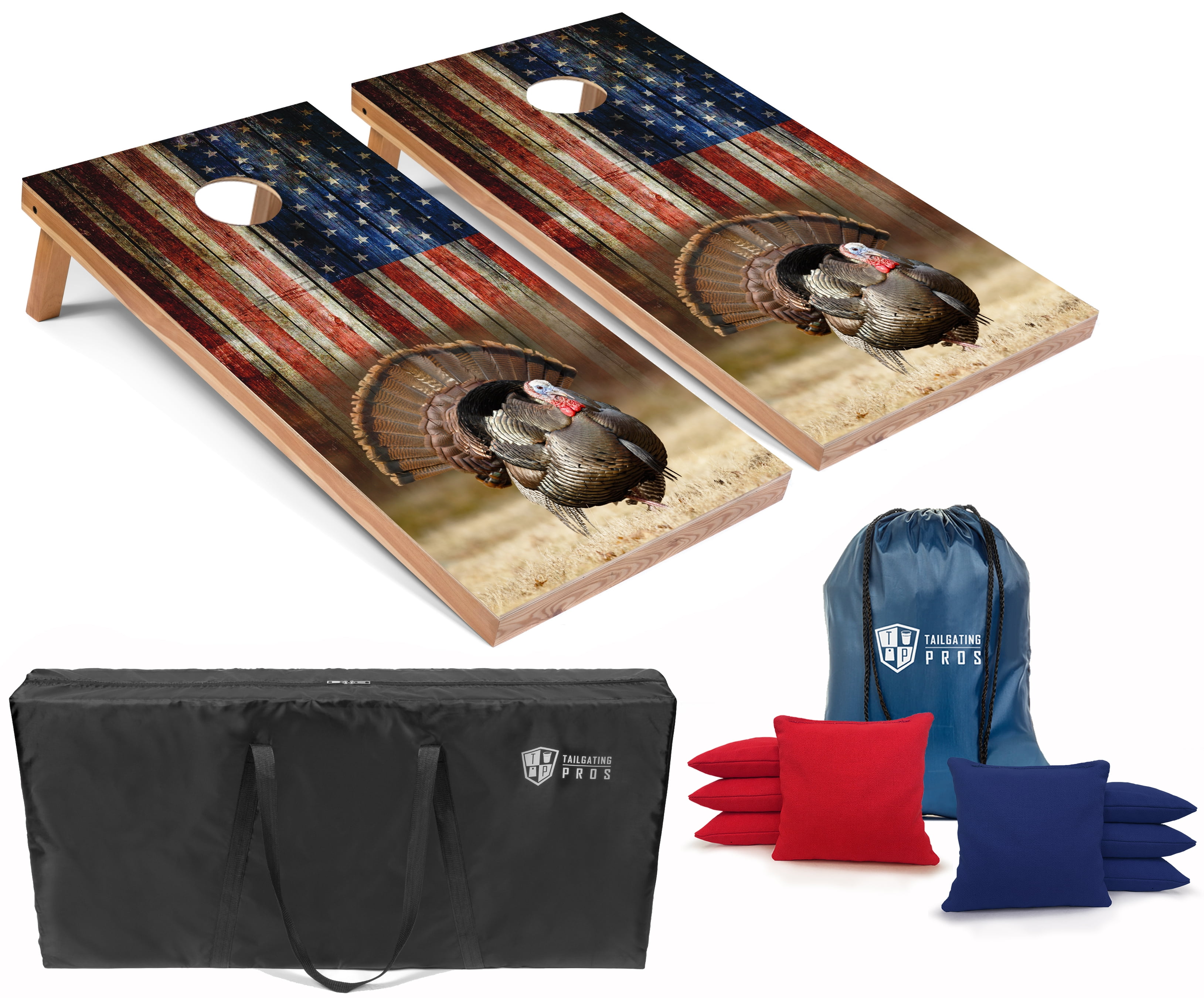 Tailgating Pros Cornhole Board Set w/Bean Bags and Carrying Case - 4'x2 ...