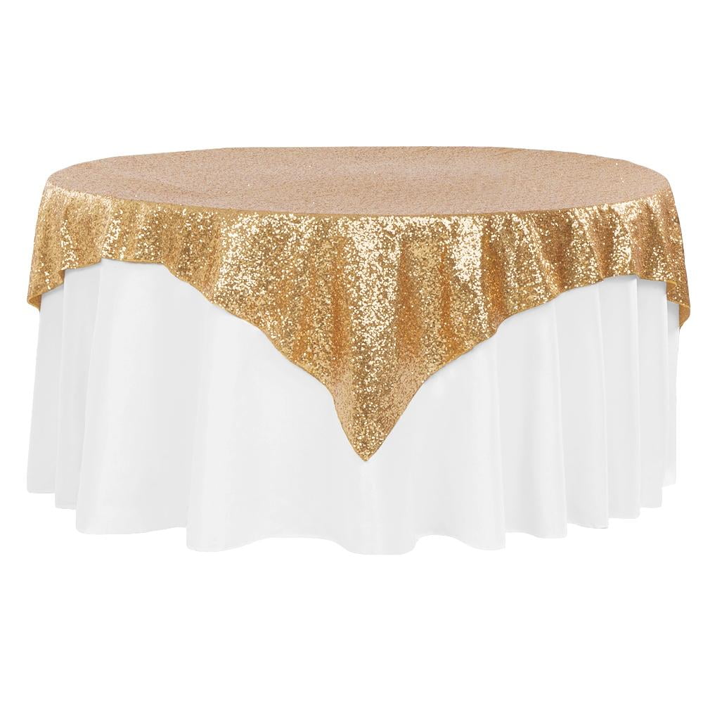 1 Pc, Glitz Sequin Table Overlay Topper 72"X72" Square - Gold For ...