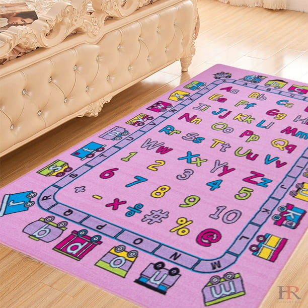 HR Pink Kids Rugs.Educational/Play Time.Learning Numbers And Letters ...