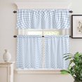 Blue Lattice Abstract Geometric Curtain Tier and Valance Set 3 Piece ...
