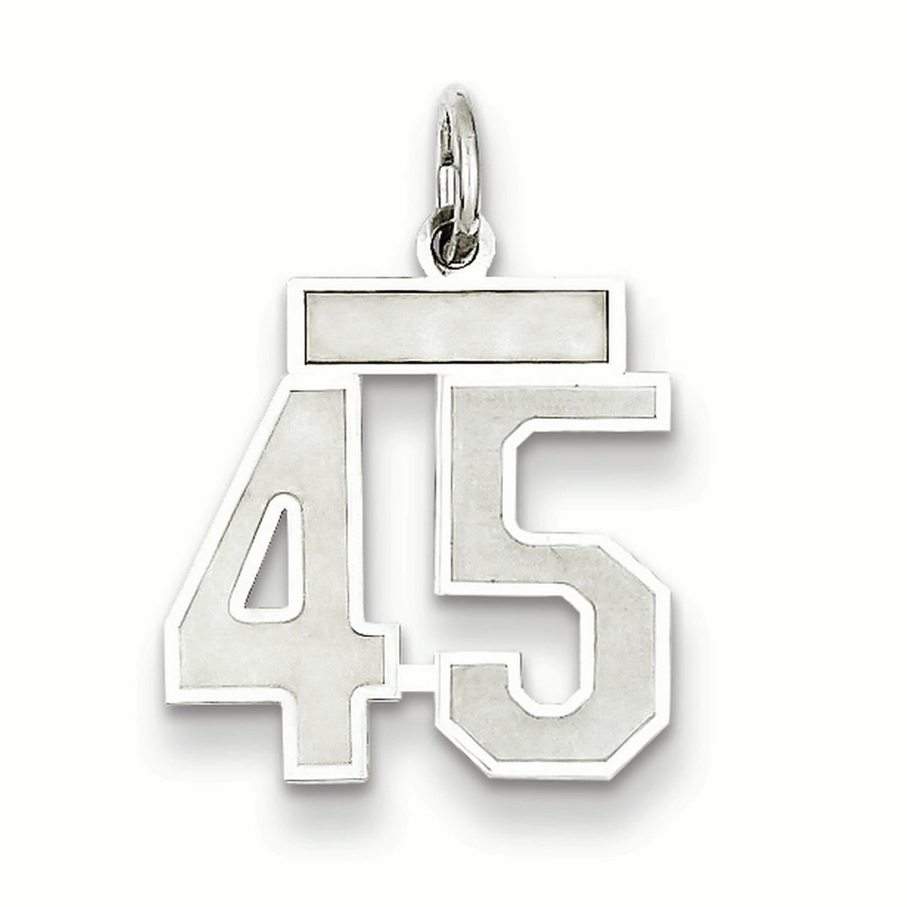 925 Sterling Silver Number 45 Charm Necklace Pendant Charms Laser ...