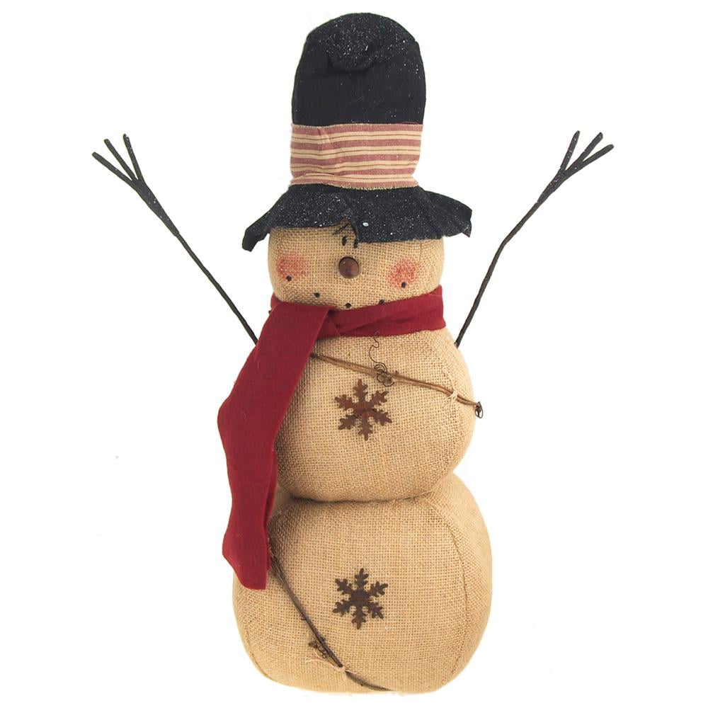 Primitive Snowman Burlap Stuffed Holiday Winter Decor, Natural, 20-Inch ...