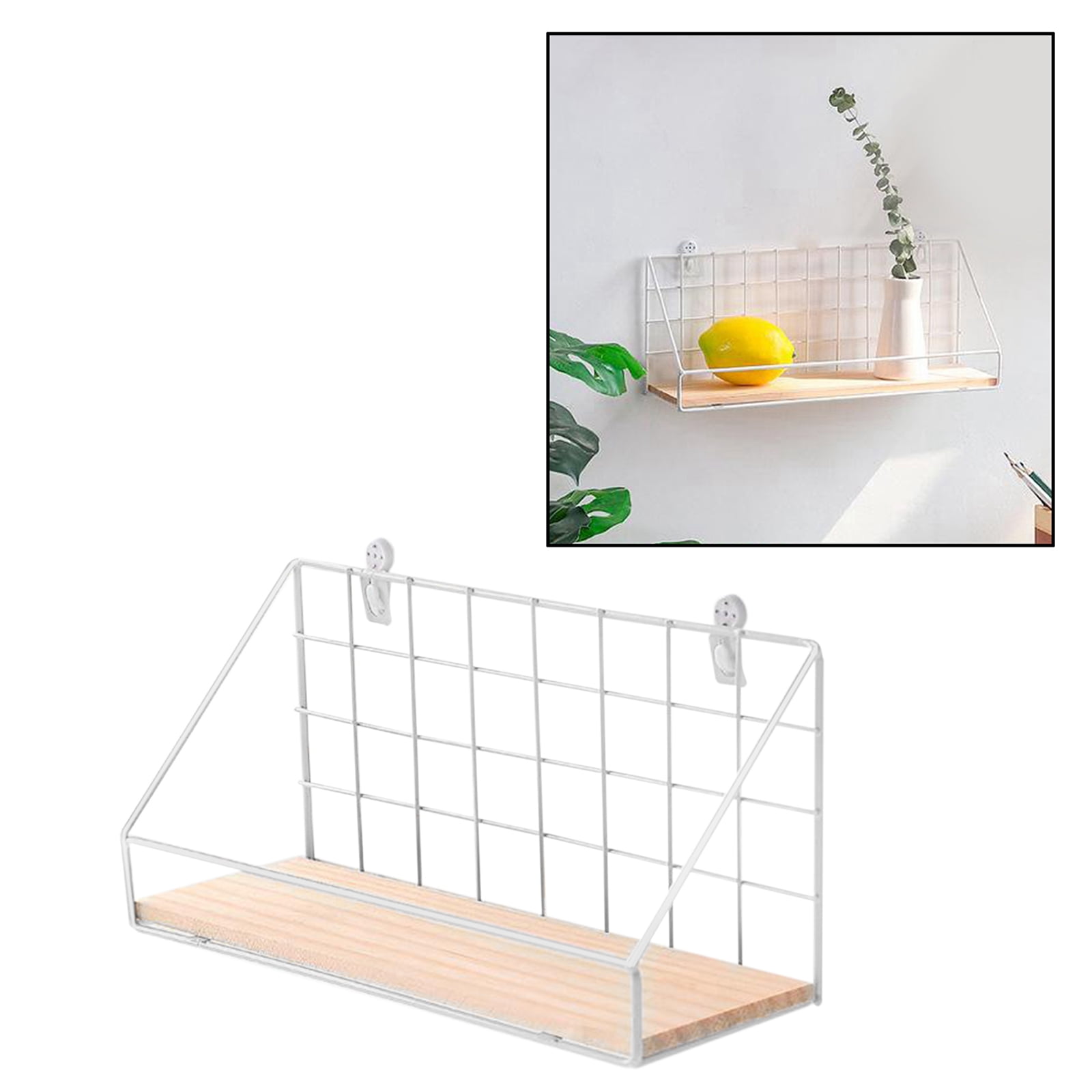 Wall Mounted Floating Shelf 1pc, Rustic Metal Wire Frame Hanging Shelf ...