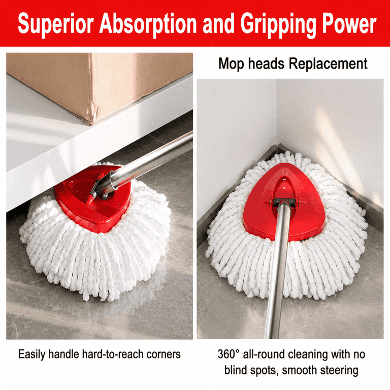 12PCS Washable Microfiber Spin Mop Replacement Heads for 1-Tank System ...