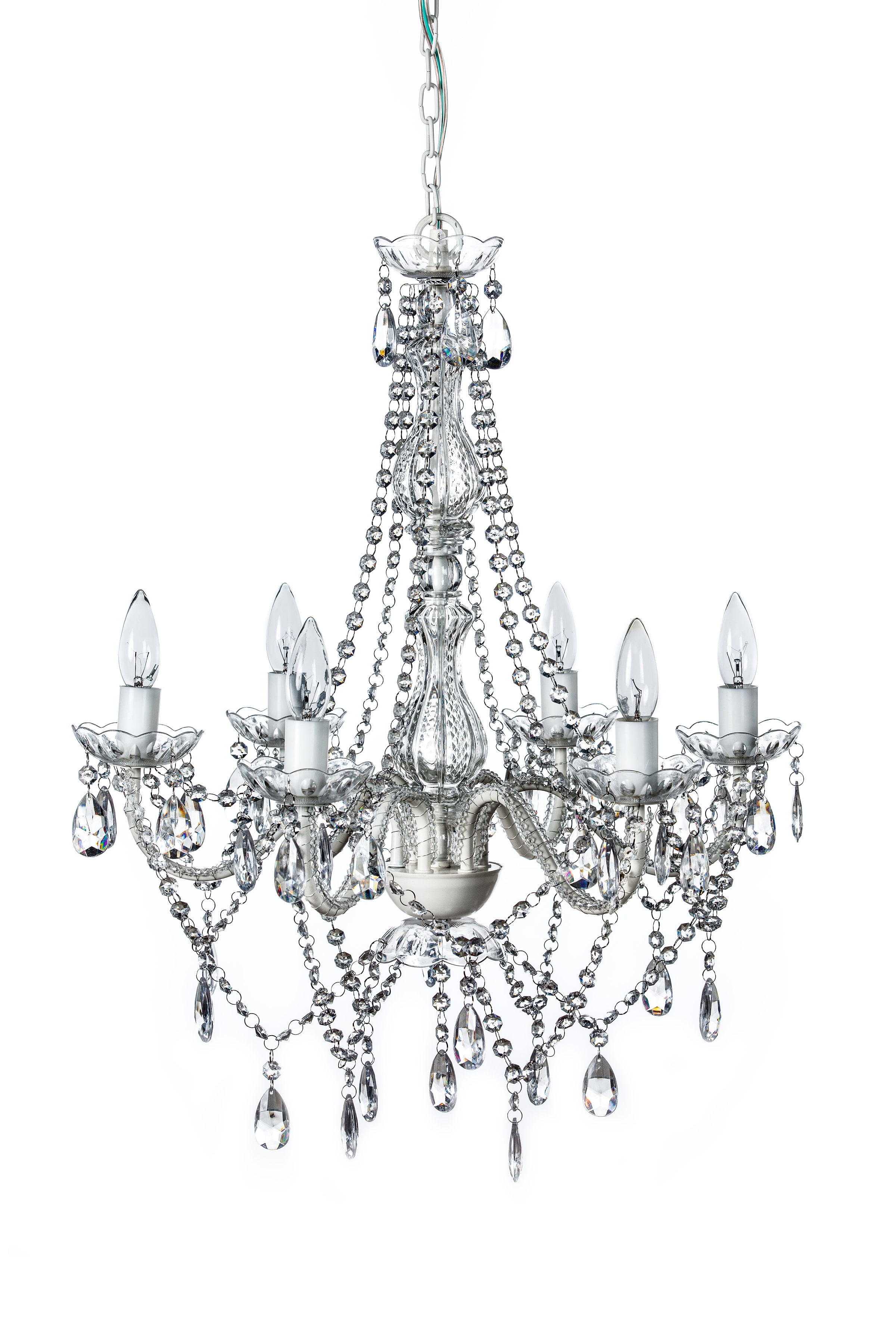 Gypsy Color Acrylic Crystal Chandelier, Clear 6 Light Ceiling Mount ...