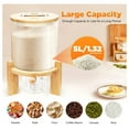 5L Glass Rice Dispenser with Wooden Stand - Grain Storage Container ...