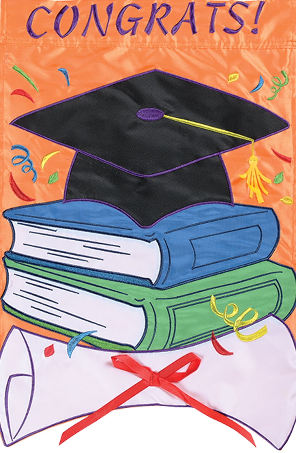 Congrats! Graduate Applique House Flag Celebrate Diploma Embroidered 29 ...