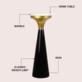 Black/White/Gold 22.25-Inch Retro Metal Drink Table with White Marble ...