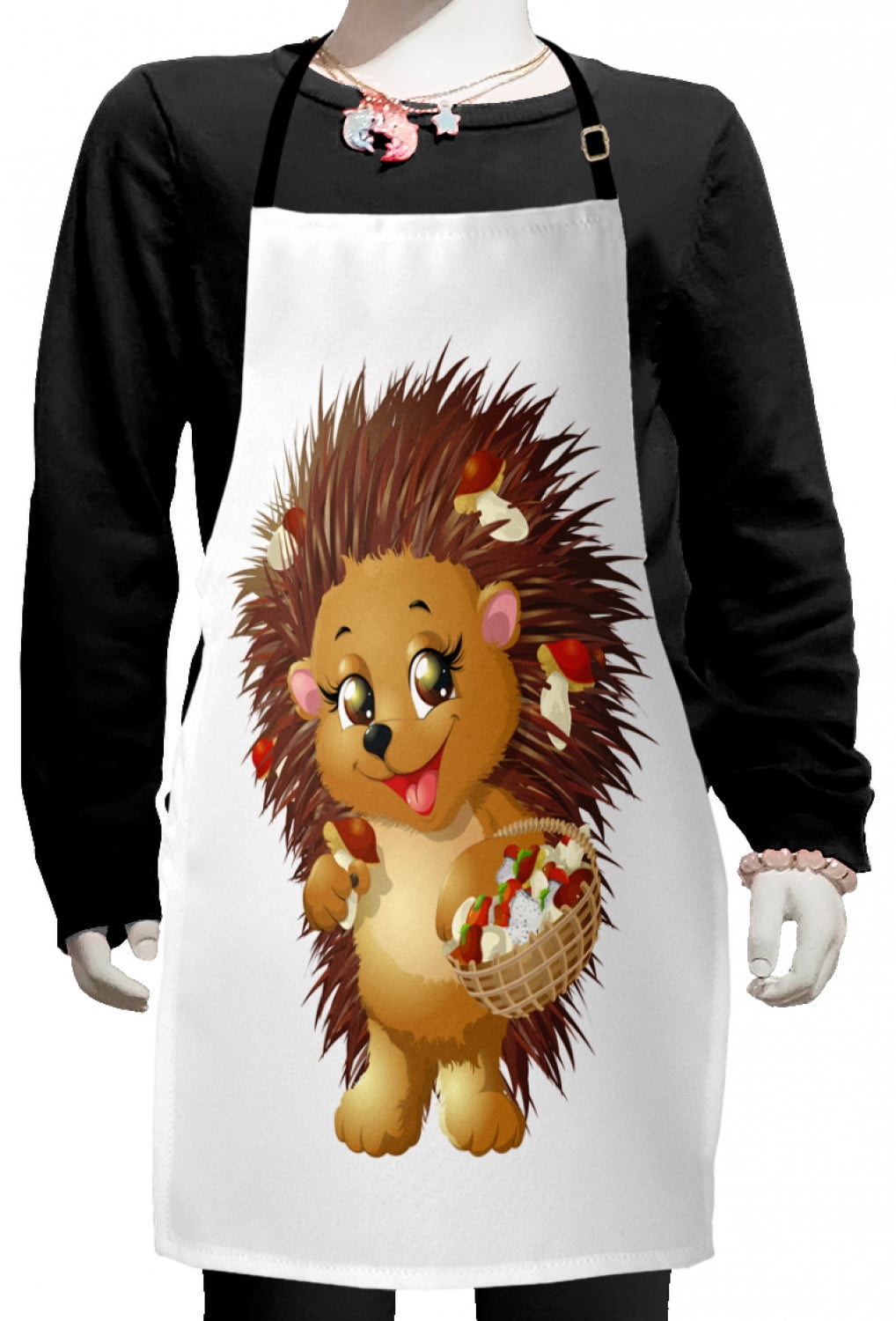 Hedgehog Kids Apron, Hedgehog Holding Mushroom with a Basket of Autumn ...