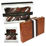 Crazy Games 15 Inch Classic Backgammon Set - Medium Brown with Leather ...