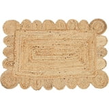 KLAVATE Natural Jute Hand Braided Scalloped Area Rug - Walmart.com