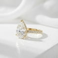 10K Yellow Gold 2.00CT Pear Shape Lab Grown Engagement Ring with Pave ...