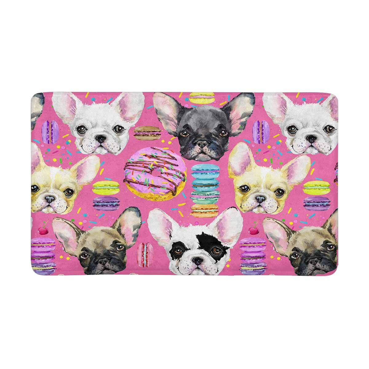 MKHERT French Bulldog Puppy and Donuts Watercolor Doormat Rug Home ...