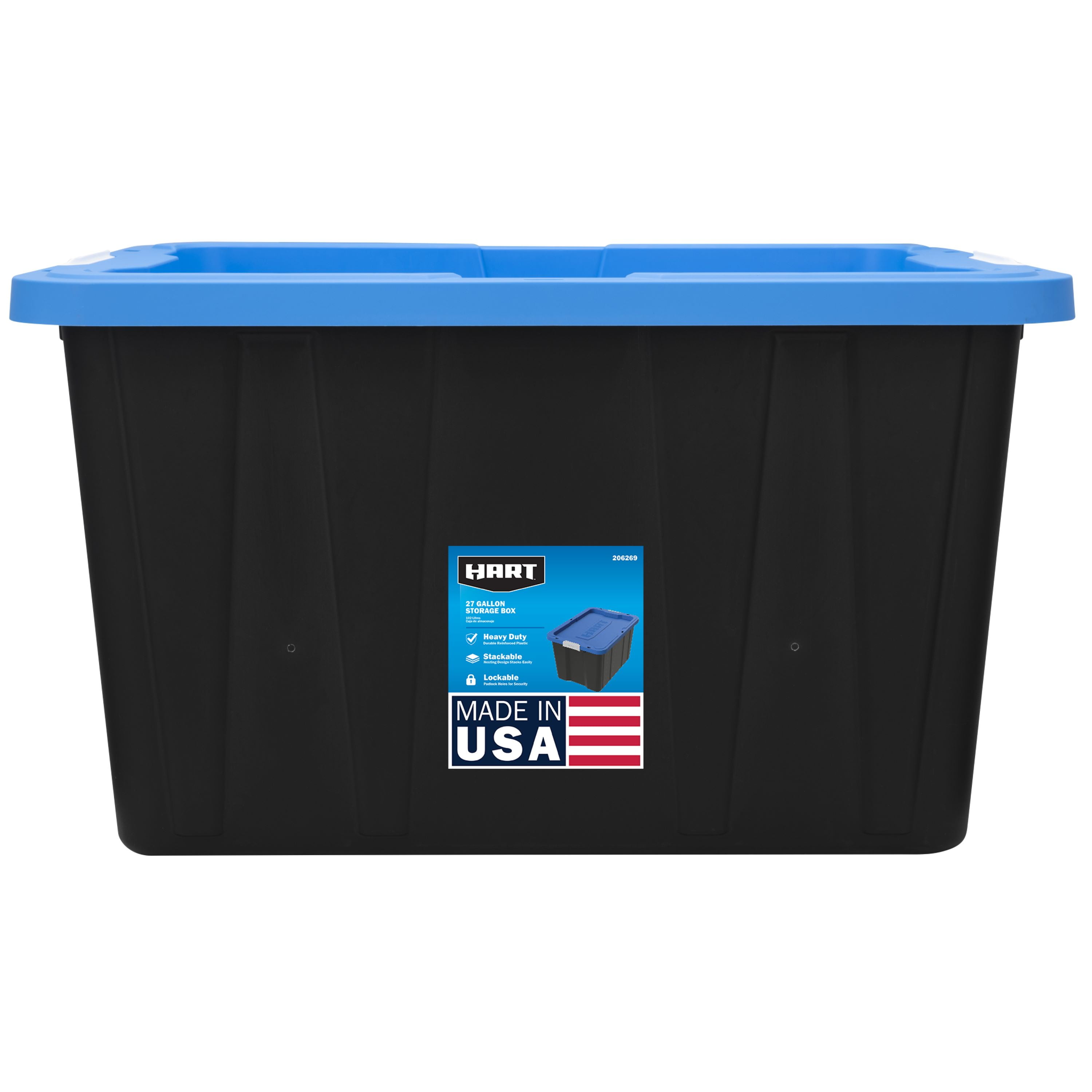 HART 27 Gallon Heavy Duty Latching Plastic Storage Bin, 59% OFF