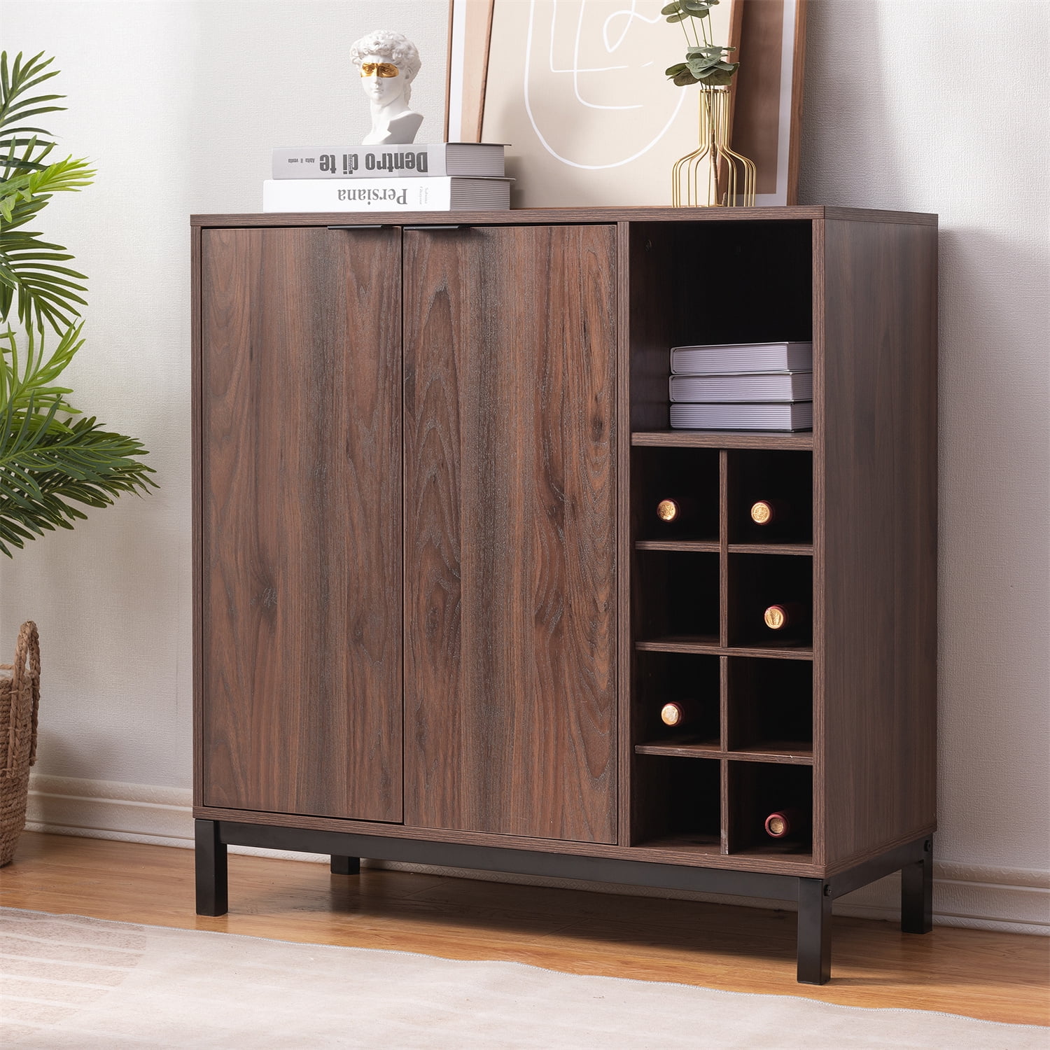 Multipurpose Sideboards Buffets, Wooden Wine Racks Storage Server with ...