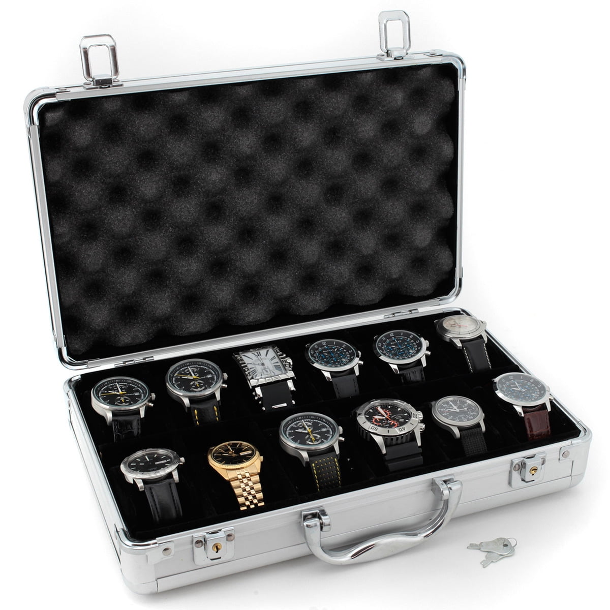 Aluminum Watch Case Briefcase Design For 12 Watches - Walmart.com