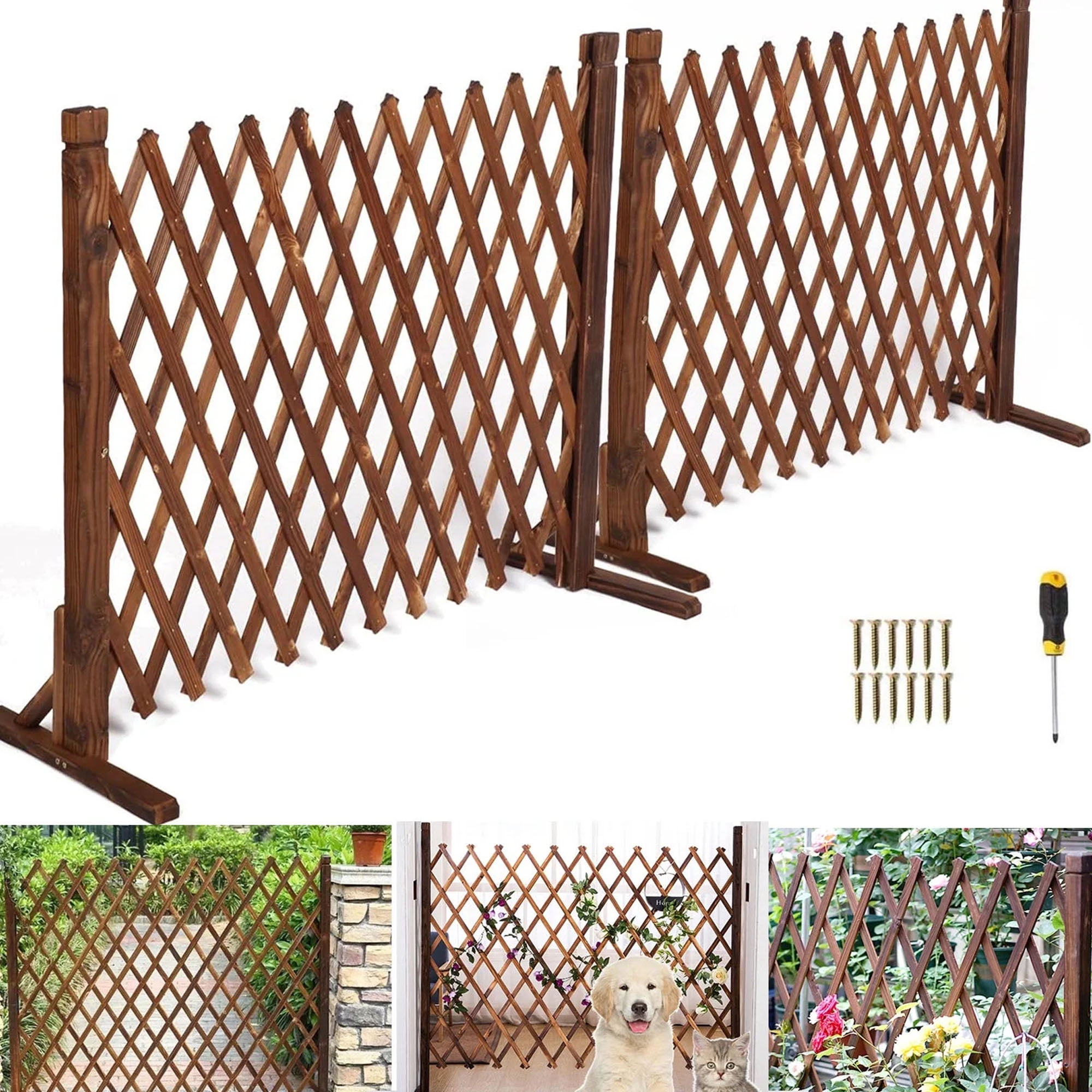 IAJXWI 2 Pack 63" x 27.5" Extendable Instant Panel Fence, Wood Indoor ...