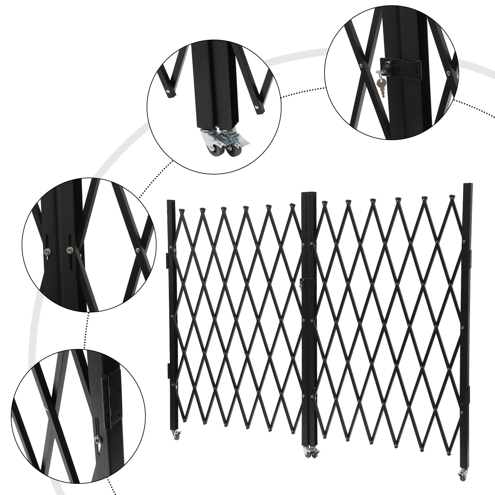 Miumaeov Double Folding Security Gate, 5' H x 10' W Folding Door Gate ...