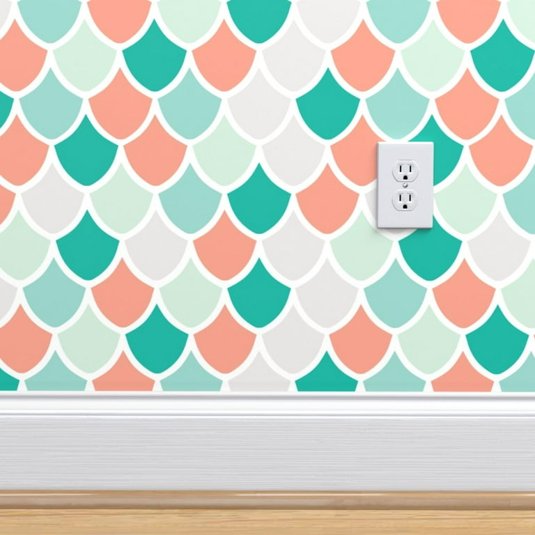Mint Green And Coral Chevron Wallpaper