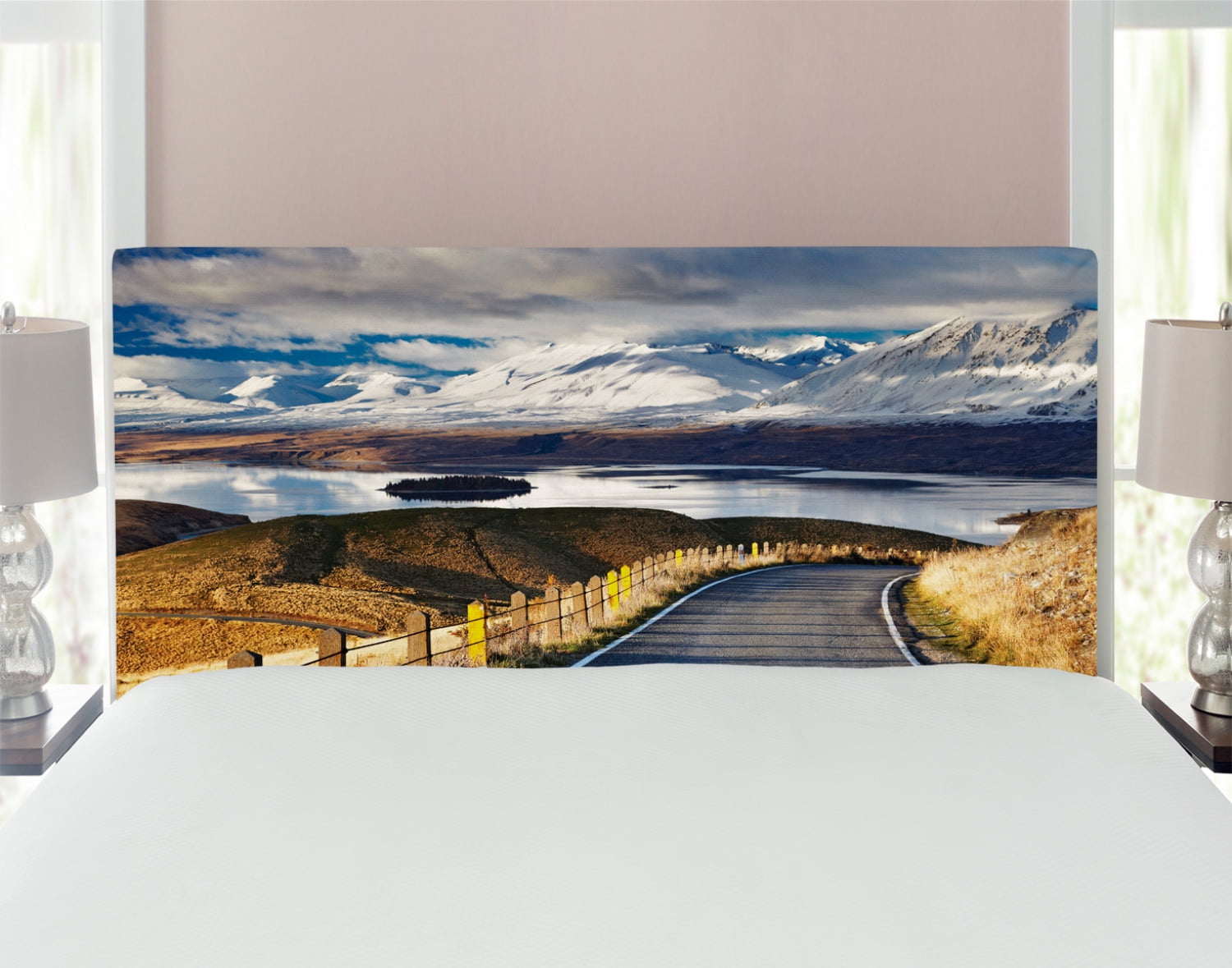 Landscape Headboard, Pike Road to the River and Snowy Mountain in ...