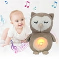 AUDea Breathing Stuffed Animal, Breath Soothes Owl Doll 4 Gear Light Up ...
