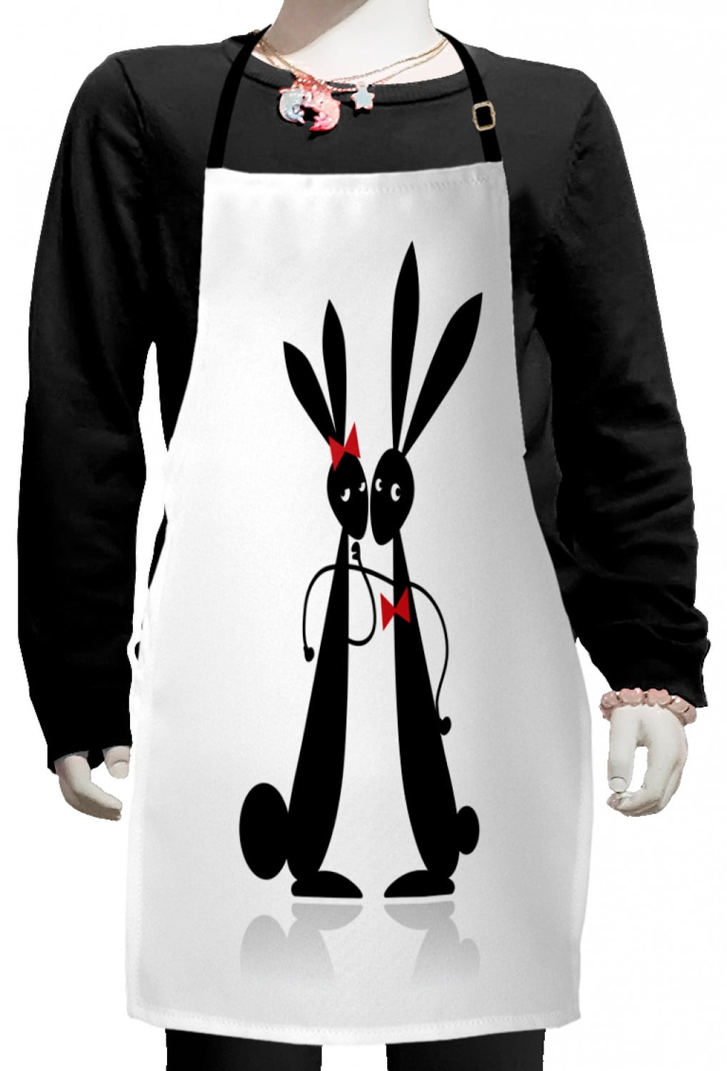 Bunny Kids Apron, Funny Rabbits with Long Ears Couple Wearing a Bow Tie ...