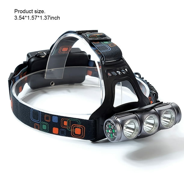 Rechargeable Headlight with Compass 90 Degrees Adjustable Headlamp Head ...