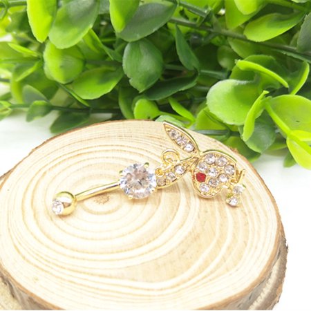 Toyella Rabbit head belly button ring belly buttonRabbit head belly ...