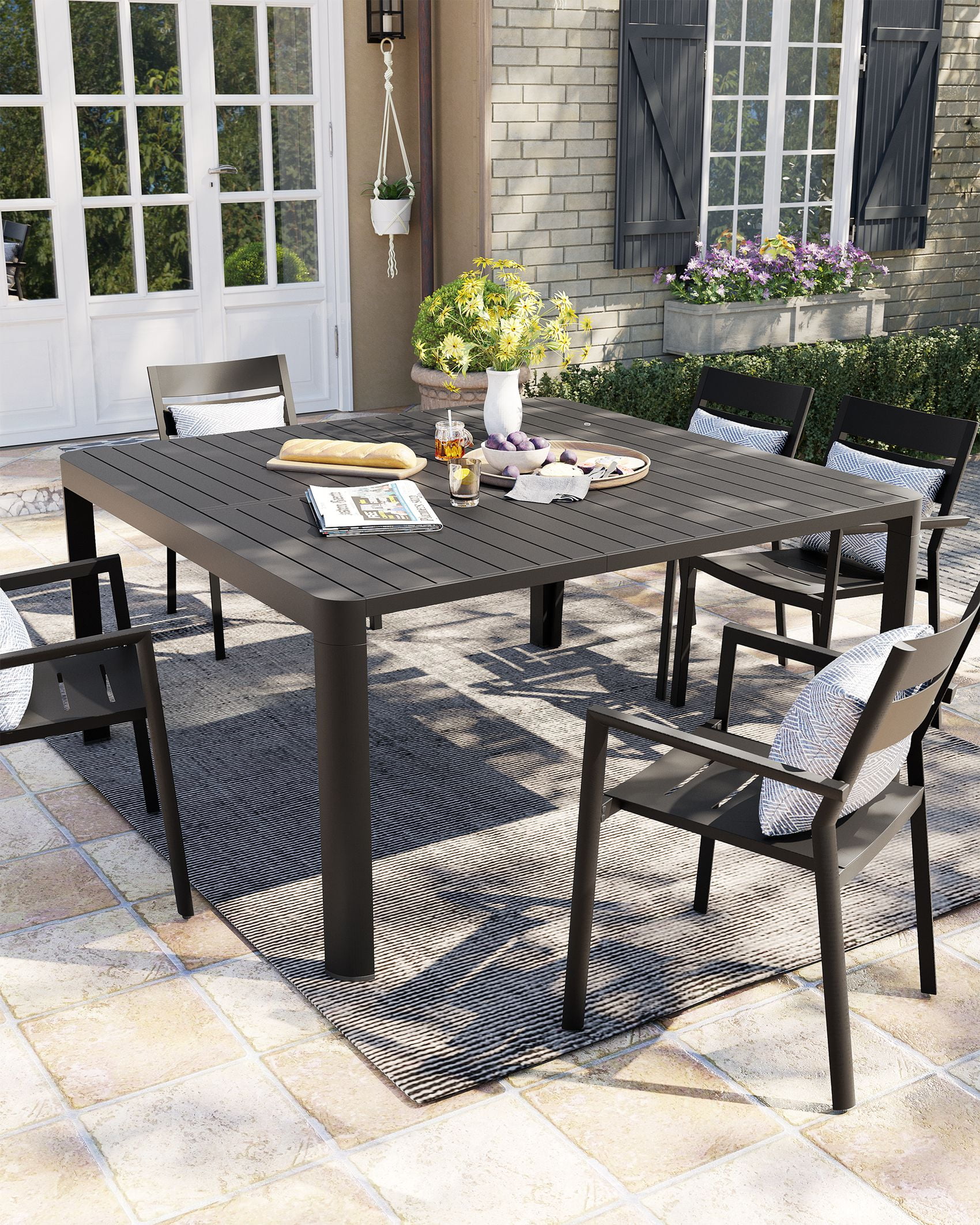 Crestlive Products 6-8 Person Expandable Aluminum Outdoor Patio Dining ...
