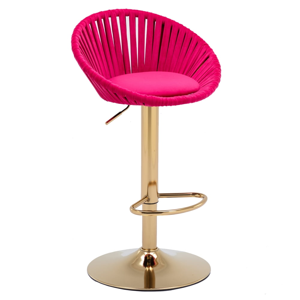 Bar Stools Set of 2, Modern Velvet Counter Height Barstools with Arc ...