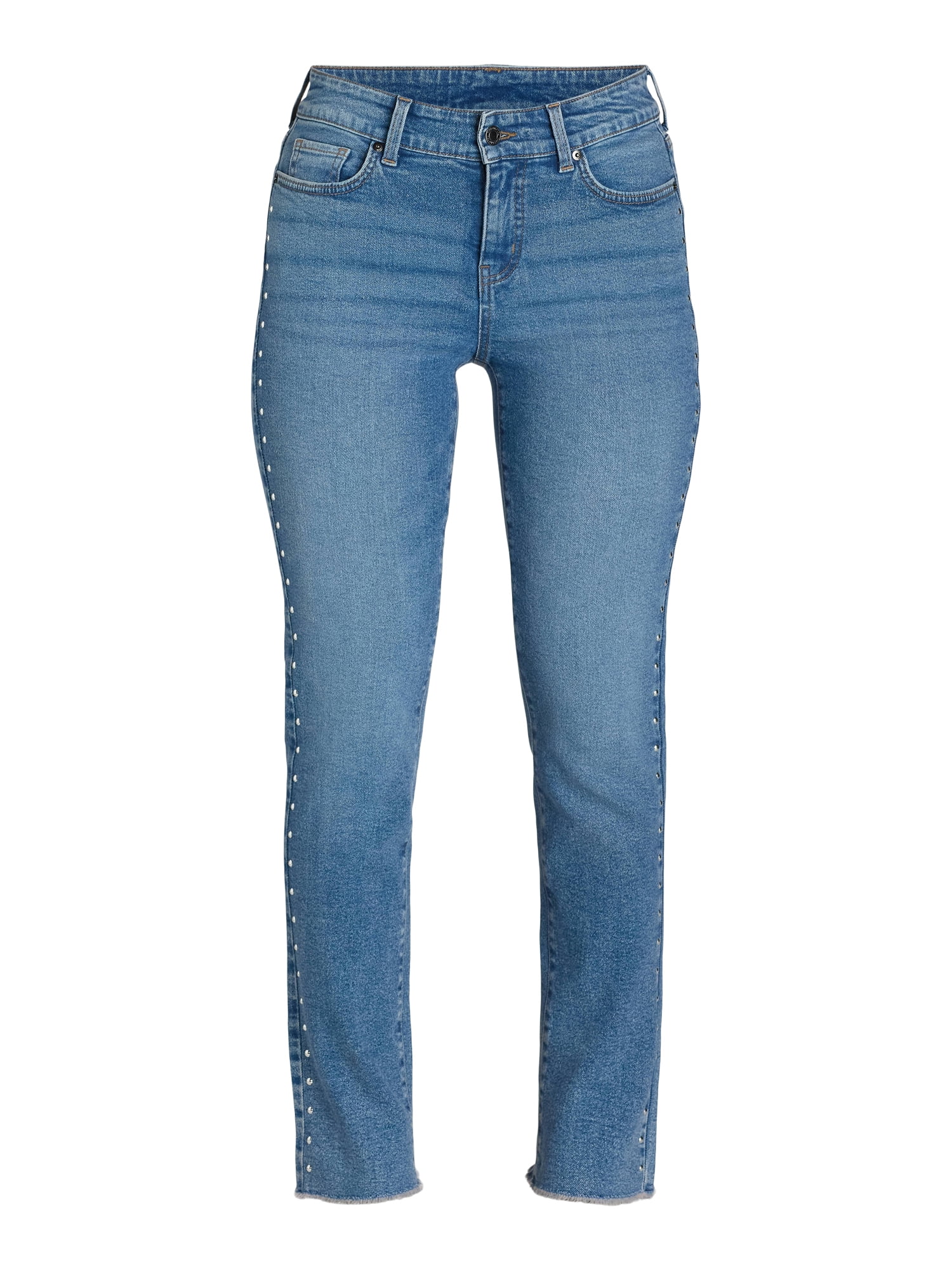 Time and Tru Women's Studded Side Seam Straight Leg Jeans Time and Tru Women's Studded Side Seam Straight Leg Jeans