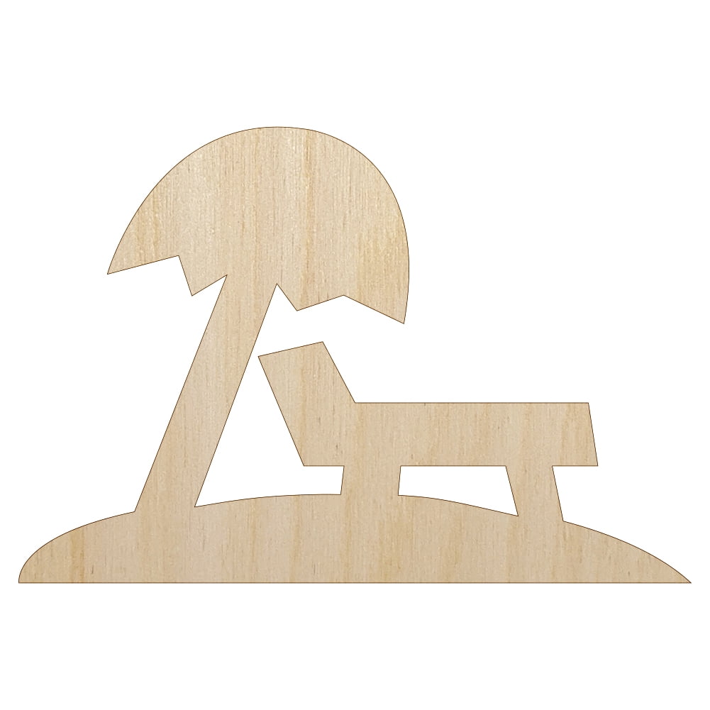 Lounge Chair Umbrella Beach Sun Wood Shape Unfinished Piece Cutout ...