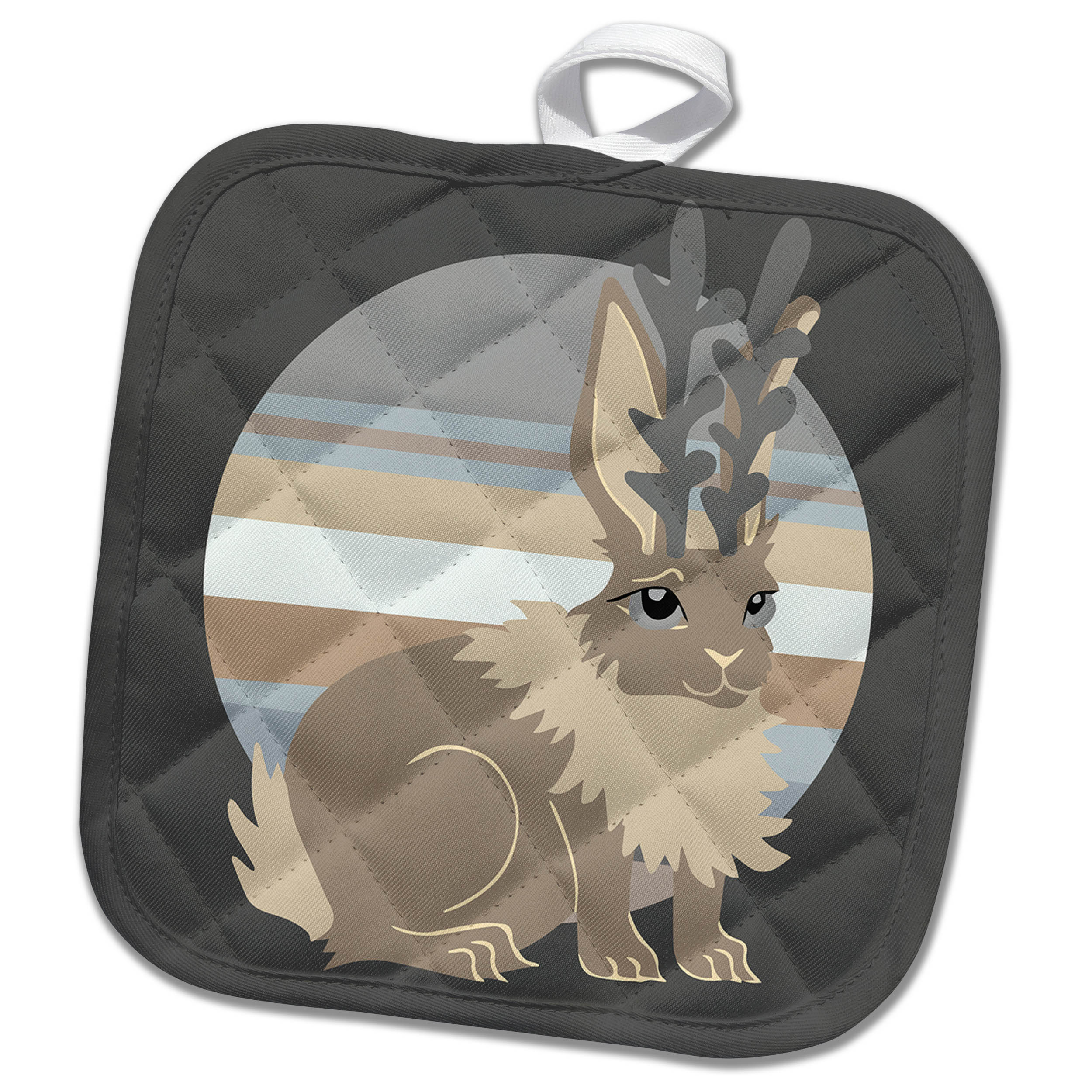 Planet Jackalope Funny Mythical Creature Cute Rabbit 8x8 Potholder phl ...